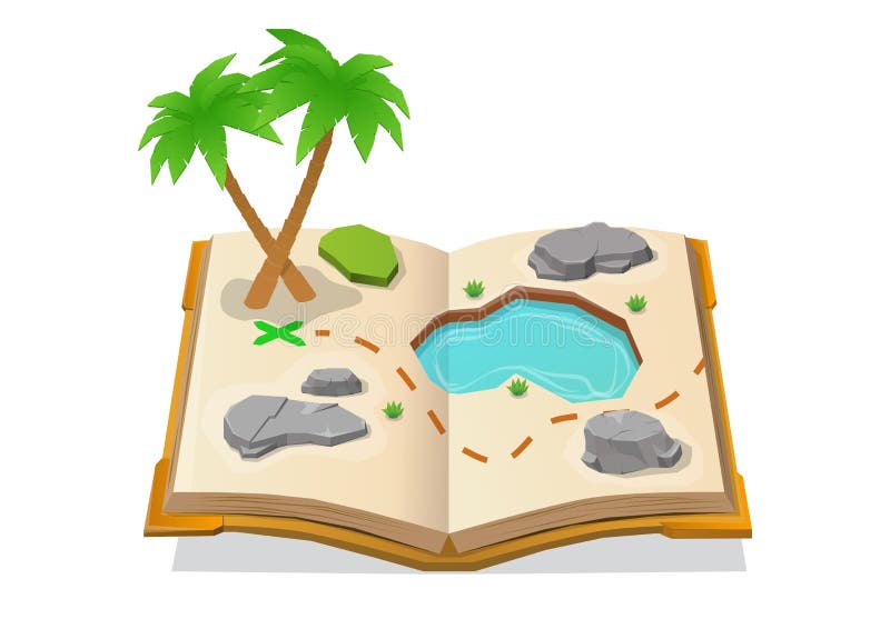 Treasure Map in Pop Up Book Stock Vector - Illustration of mural ...