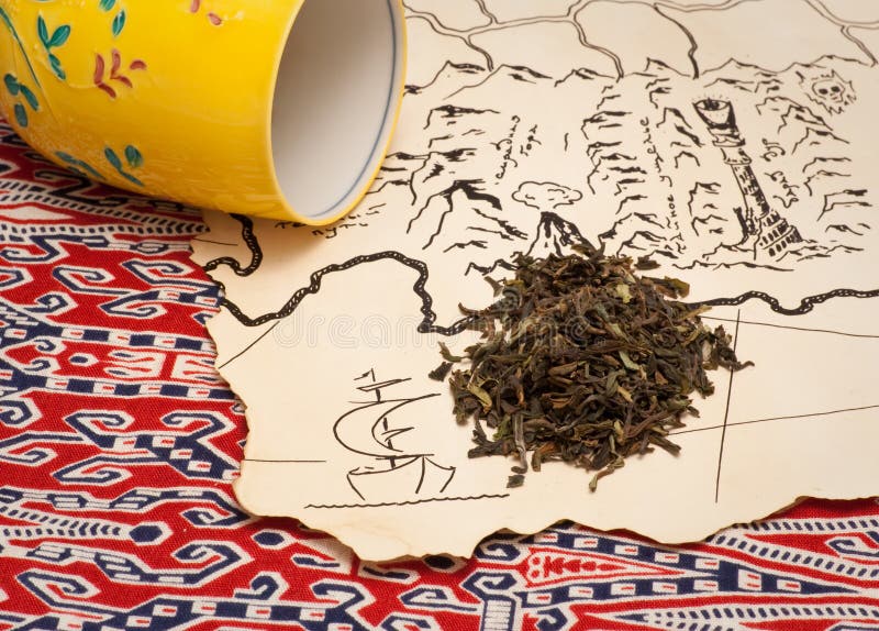 Treasure Map, Tea And A Tea Cup Stock Image - Image of chart, rustic ...