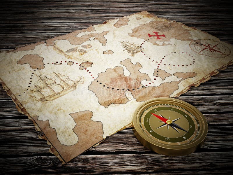 Old Treasure Map Compass