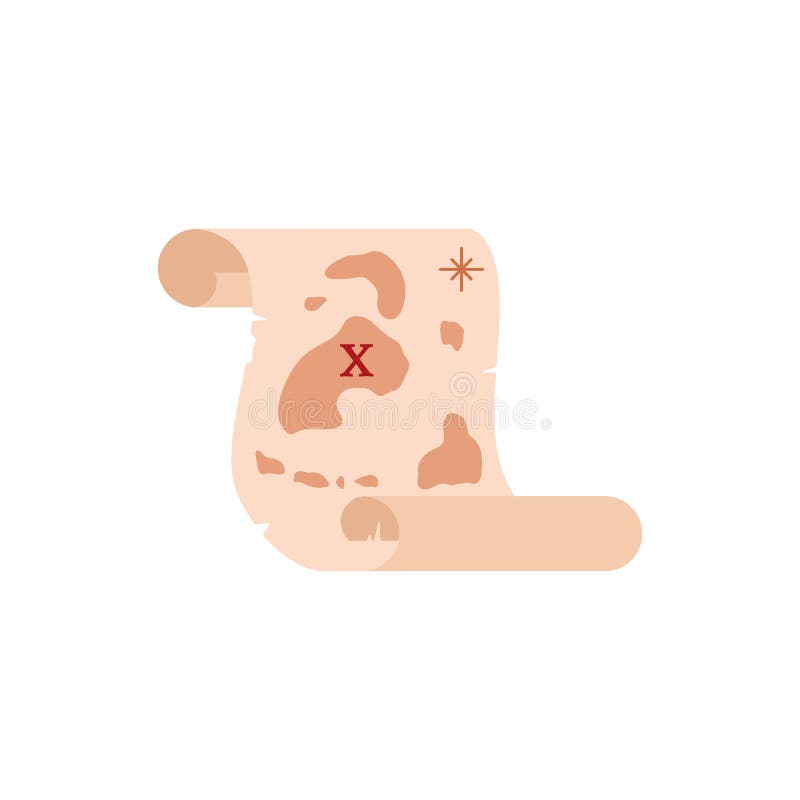 Treasure Map on Island with Volcano, Pirate Kids Looking for Chest with ...