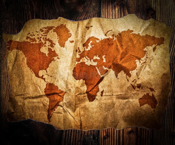 Treasure map on wood table stock image. Image of burnt - 35558315