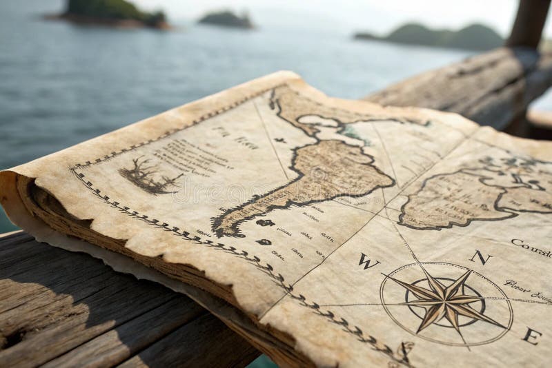 Treasure Medieval Map Isolated 3D Illustration Stock Illustration ...