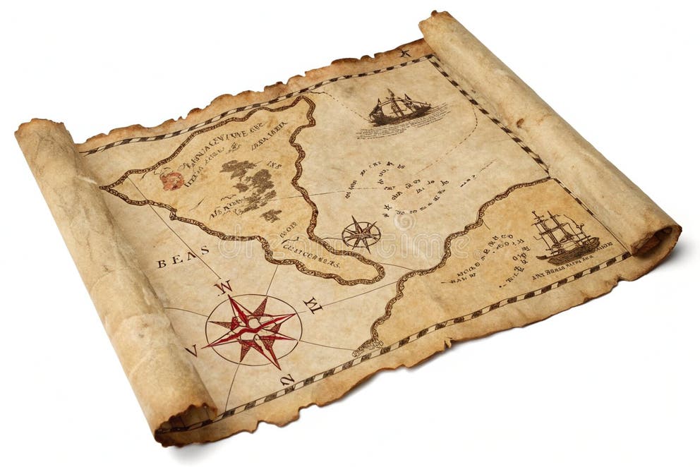 Treasure Medieval Map Isolated 3D Illustration Stock Illustration ...