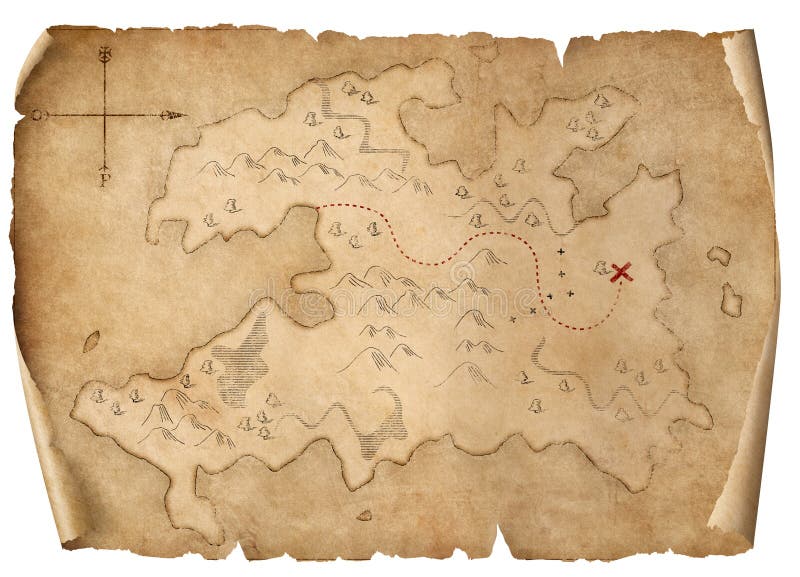 Treasure Medieval Pirates Map Page Isolated Stock Image - Image of ...