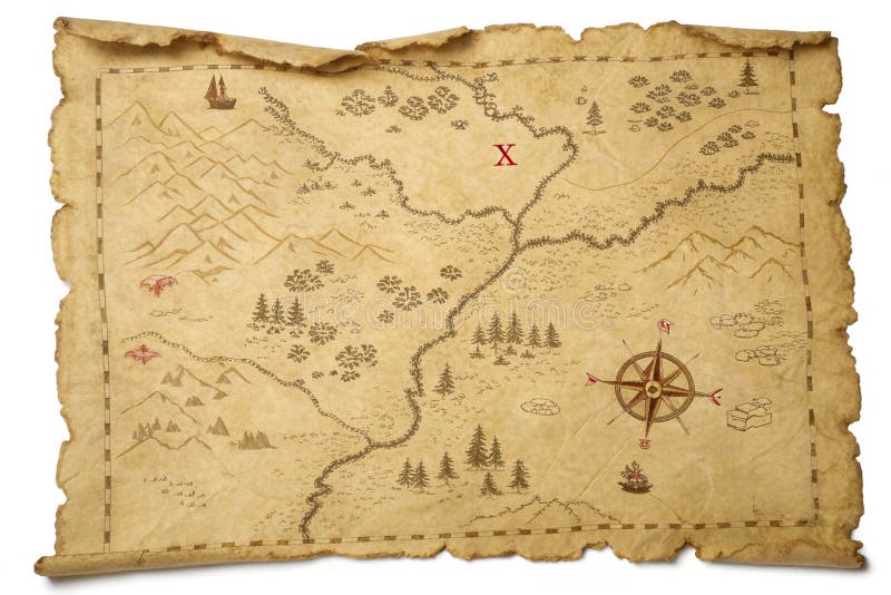 Treasure Medieval Pirates Map Page Isolated Stock Illustration ...