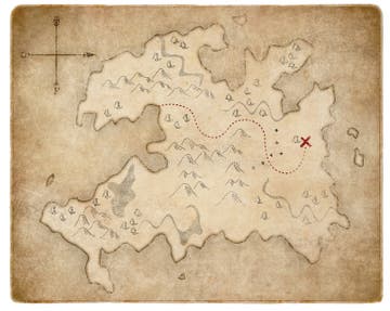 Treasure Medieval Pirates Map Page Isolated Stock Image - Image of ...