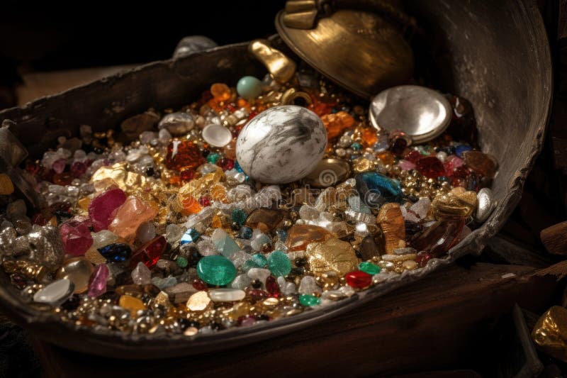 Treasure Overflowing with Gold, Silver and Precious Gems in the ...