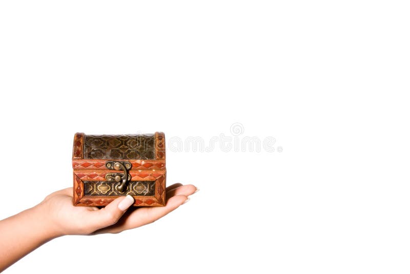 Treasure in your hand stock image. Image of chest, hand - 3638335