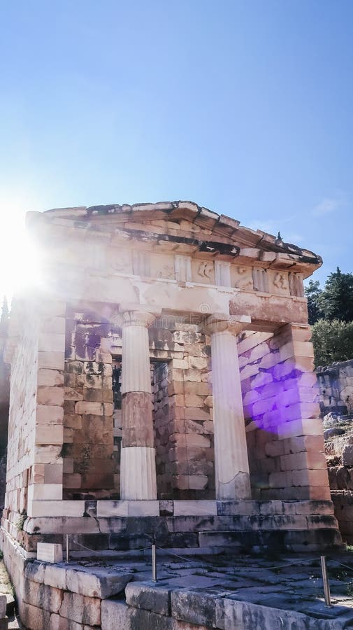 Treasury of the Athenians, Delphi, Greece Stock Photo - Image of ...