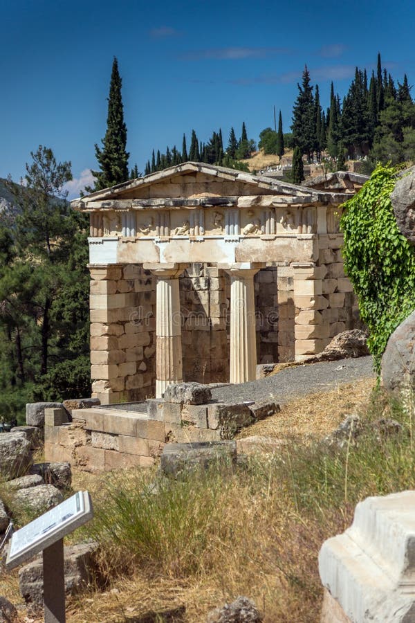 Treasury of Athens in Ancient Greek Archaeological Site of Delphi ...