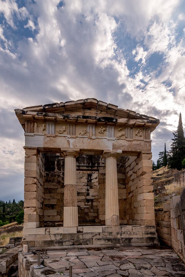 Delphi, Athens Treasury. Archaeological Site on Mount Parnassus ...