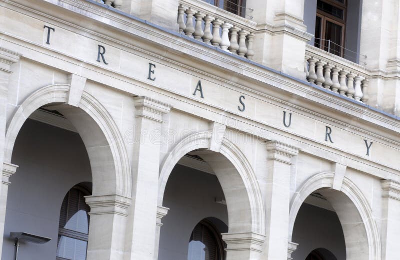 Treasury Building Sign, Central Reserve Bank Budget Finance Stock Photo ...