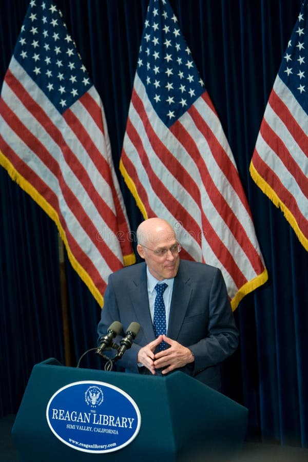 Treasury Secretary Henry Paulson at Reagan Library Editorial Stock ...