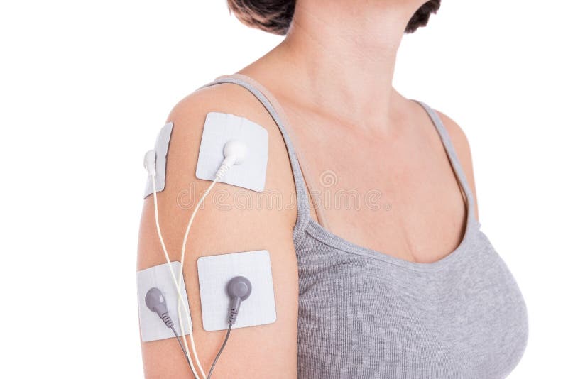 Treatment Electrostimulator Shoulder. Stock Photo - Image of male ...