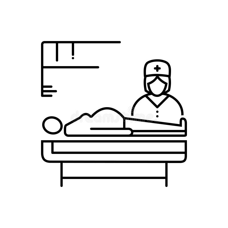 Black Line Icon For Treatment, Patient And Nurse Stock Vector ...