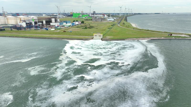 Water Discharging into the Ocean Causing Pollution Stock Video - Video ...