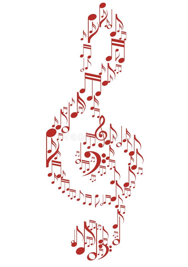 Treble Clef Design by Musical Notes Stock Vector - Illustration of ...