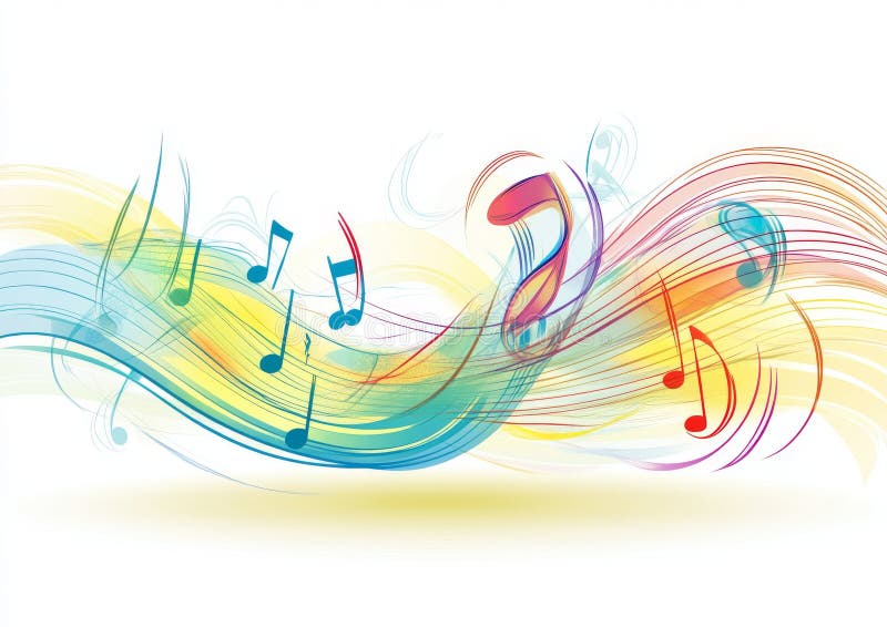 A Treble Clef and an Array of Colorful Notes Beautifully Illustrate a ...