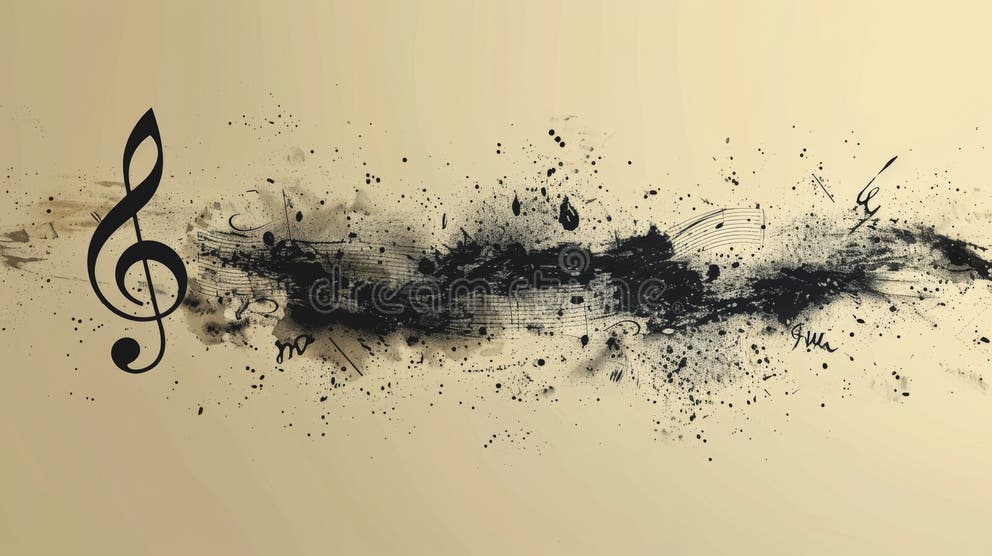 Treble Clef and Black Ink Stains, Composing Concept. Stock Image ...