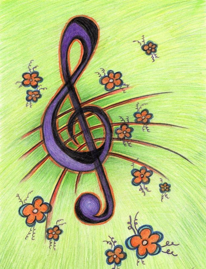 Treble clef drawing stock illustration. Illustration of drawing - 60960893