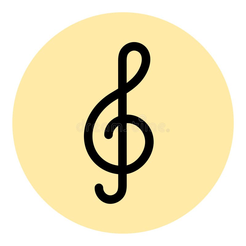 Treble Clef Icon Musical Notation in Flat Line Color Style Stock Vector ...