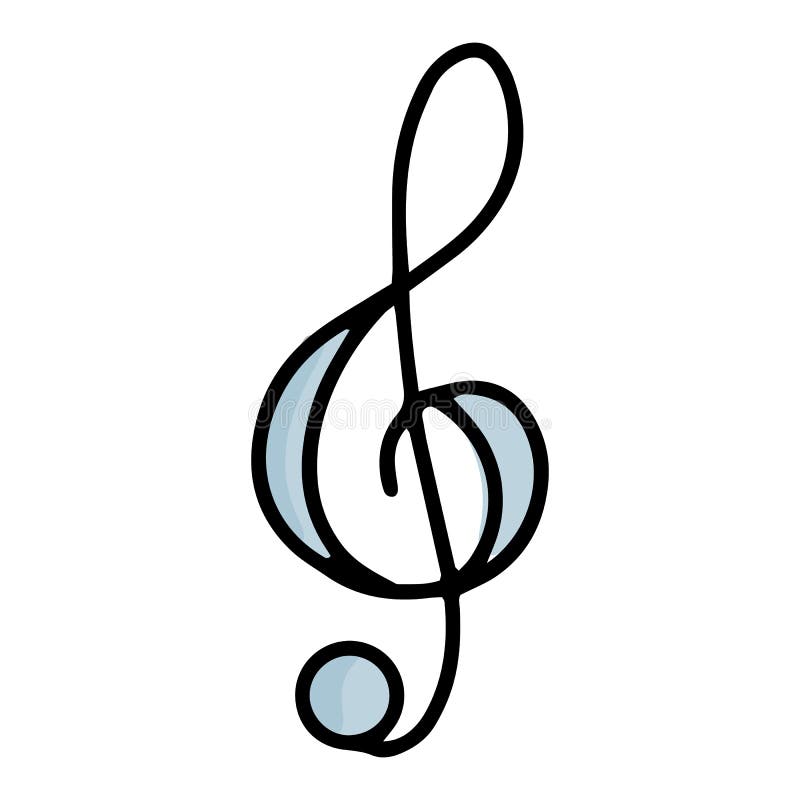Treble Clef Key Hand Drawn Icon Stock Vector - Illustration of artistic ...