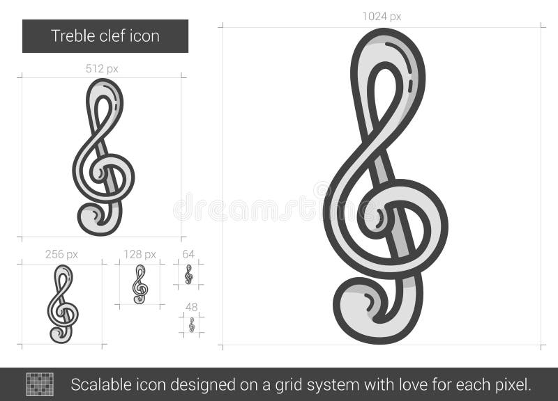 Treble clef line icon. stock vector. Illustration of scalable - 83912127