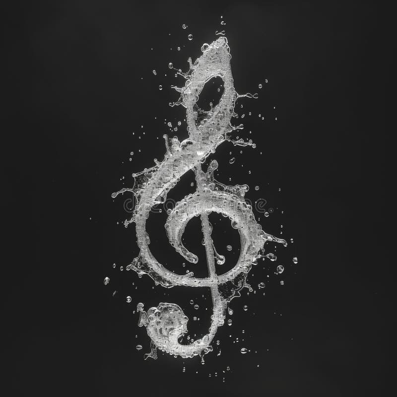 Treble Clef Made of Water Isolated on Black Background. Stock Photo ...
