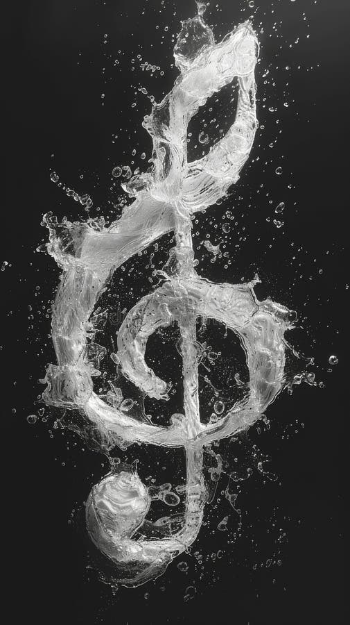 Treble Clef Made of Water Isolated on Black Background. Stock Photo ...