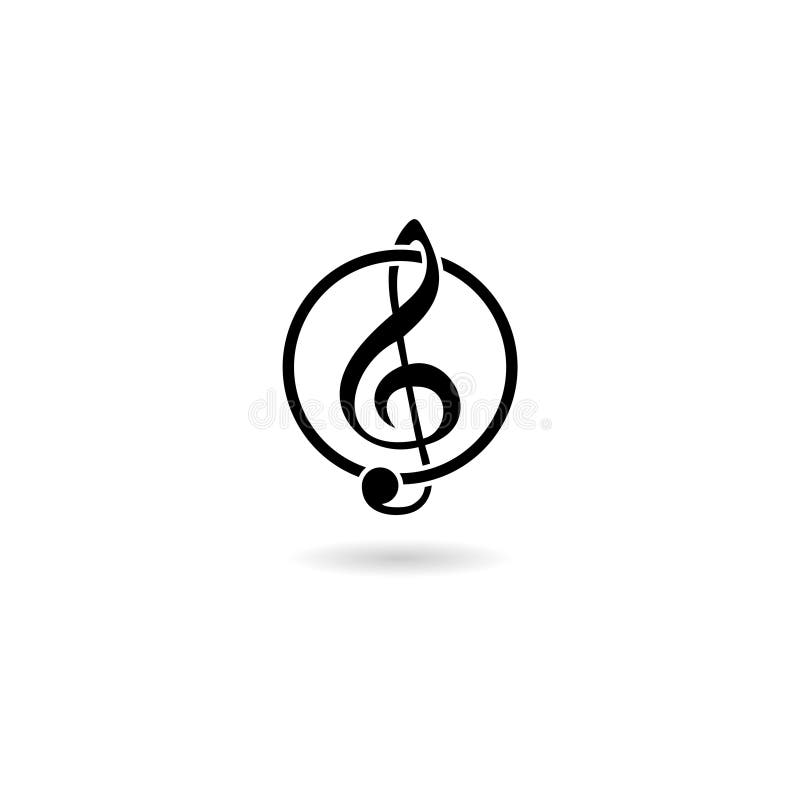 Treble Clef Music Icon with Shadow Isolated on White Stock Vector ...