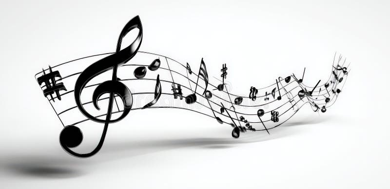 A Treble Clef with Music Notes on a White Background Stock Photo ...