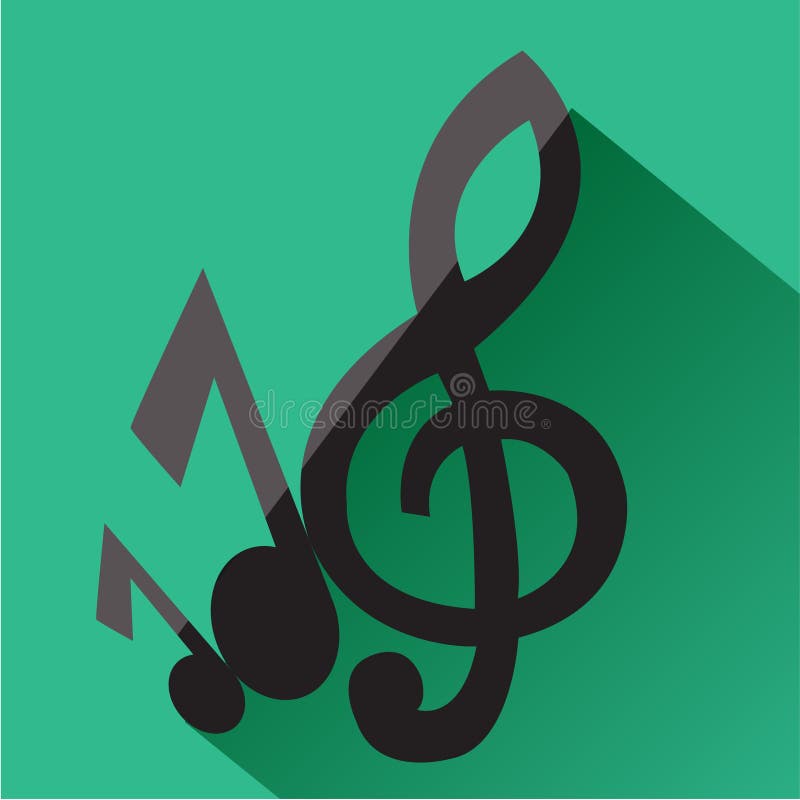 Treble Clef and Musical Notes Icon. Modern Colored Icons in a Flat ...