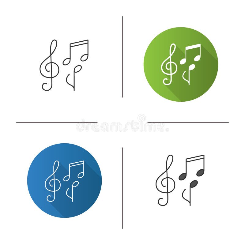 Treble Clef and Musical Notes Icon Stock Vector - Illustration of ...