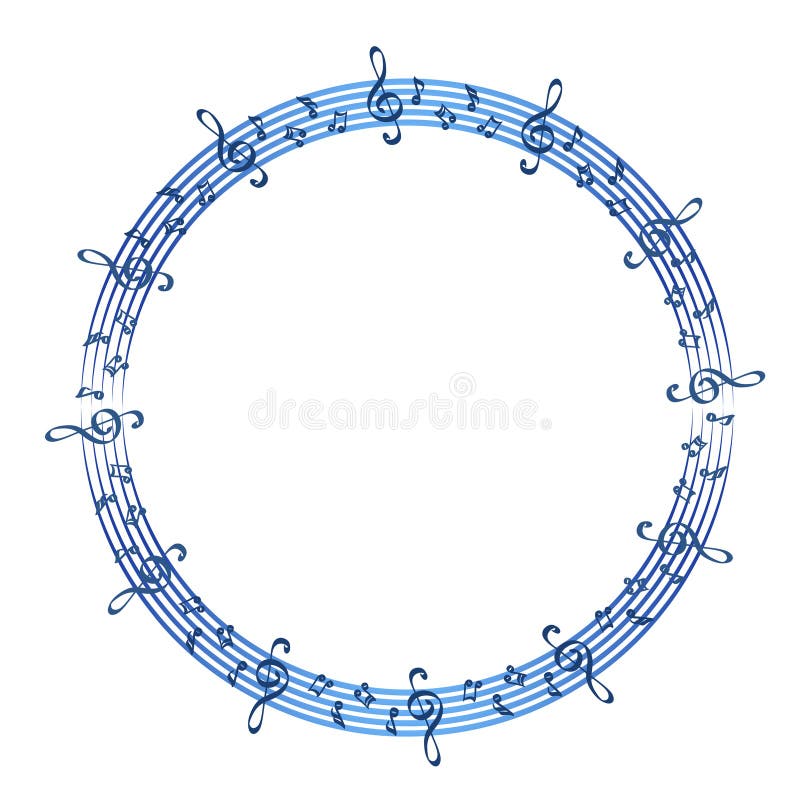Treble Clef and Notes Music Round Frame Stock Vector - Illustration of ...