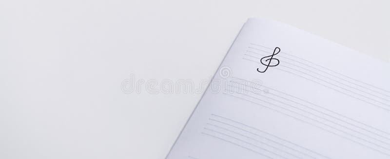 Treble Clef on Paper. Notebook for Music. Banner Stock Image - Image of ...