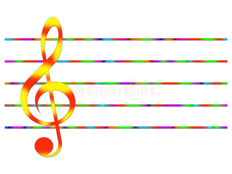 Multicolored Treble Clef and Staff Stock Illustration - Illustration of ...