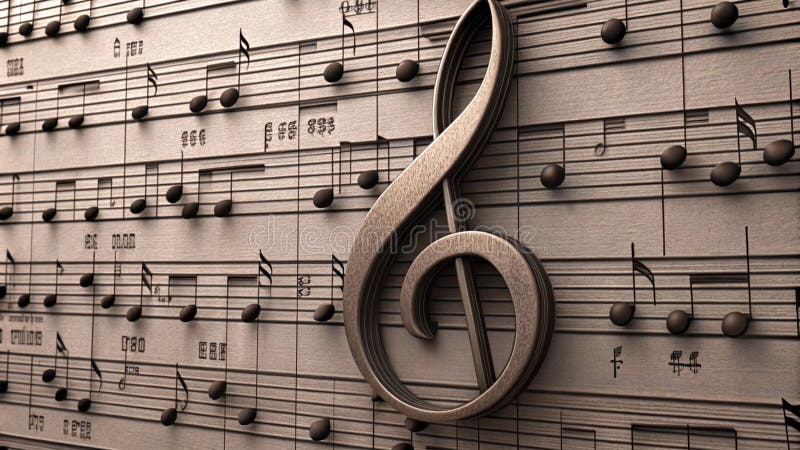 A Treble Clef on Sheet Music with Musical Notes Stock Image - Image of ...