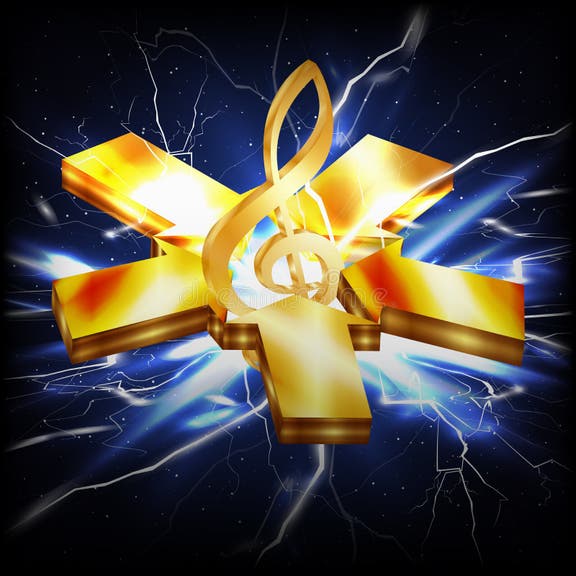 Treble Clef in the Star of the Arrows in Space Stock Vector ...