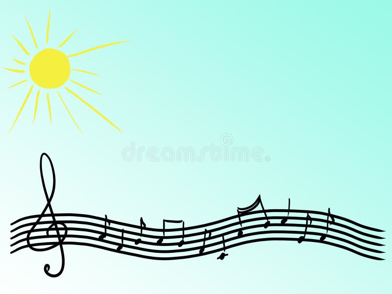 Treble Clef and Music Notes on Yellow Orange Horizontal Background ...