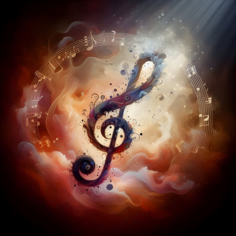 Treble Clef Swirling with Musical Notes Creating a Symphony of Color ...