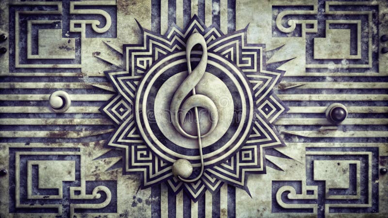 A Treble Clef Symbol in a Mandala Pattern Stock Illustration ...