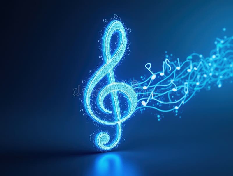 Treble Clef is Symbol of Music - Flying Fluttering Trails Notes Musical ...