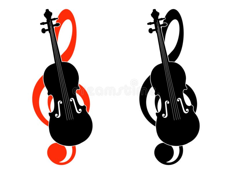 Violin and treble clef stock vector. Illustration of rows - 67558504