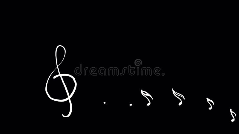 Treble Clef and White Notes Fill the Black Screen in 4K with Stock ...