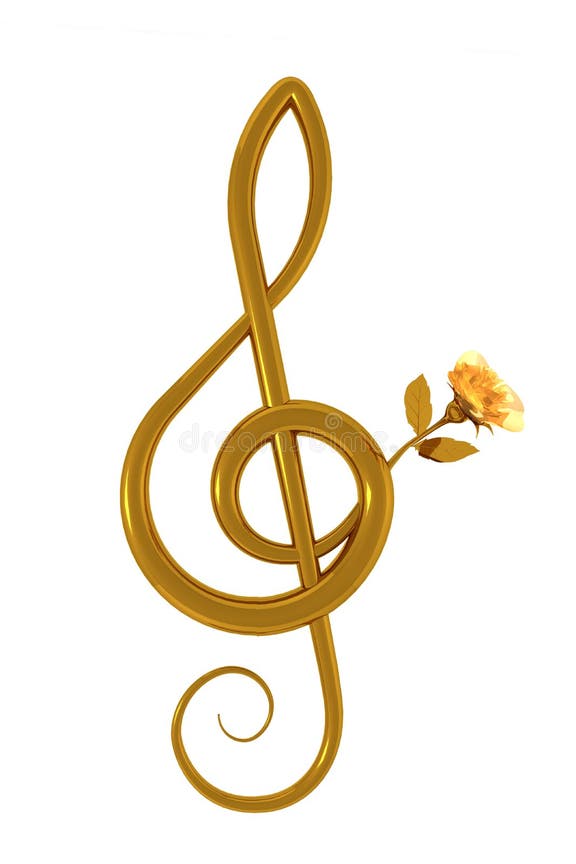 Treble Clef and Yellow Rose Stock Illustration - Illustration of ...