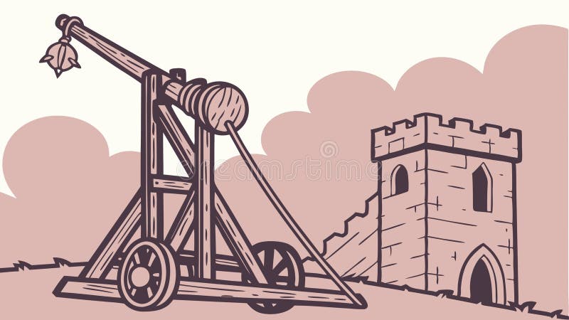 Trebuchet Besieging Medieval Castle Tower, Vector Design Generative AI ...