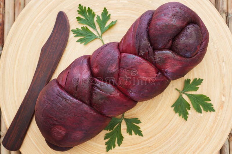 Treccia - Braided Mozzarella Cheese Marinated in Red Wine with S Stock ...