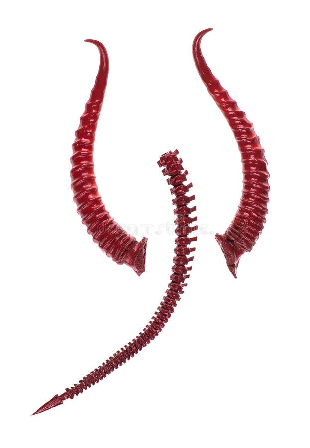 Red Devil Horns Isolated on White Stock Photo - Image of mythical ...