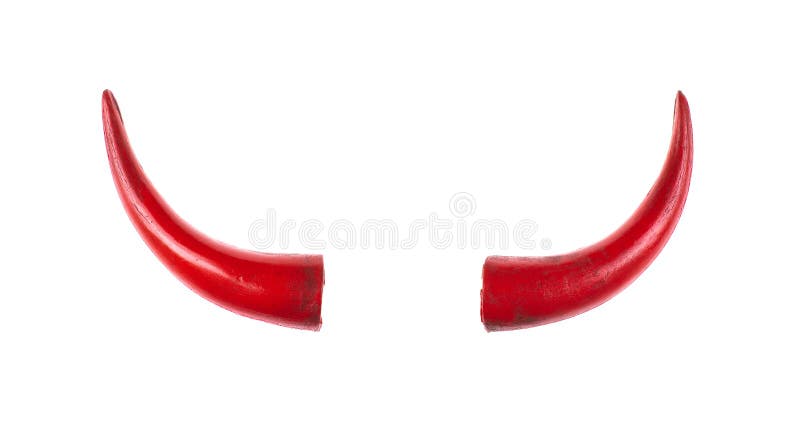 Red Devil Horns Isolated on White Stock Photo - Image of mythical ...
