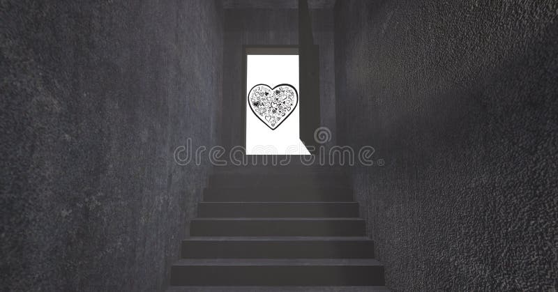 Treden Aan Een Open Deur Met Hartvorm Stock Foto - Image of zwart, hart ...